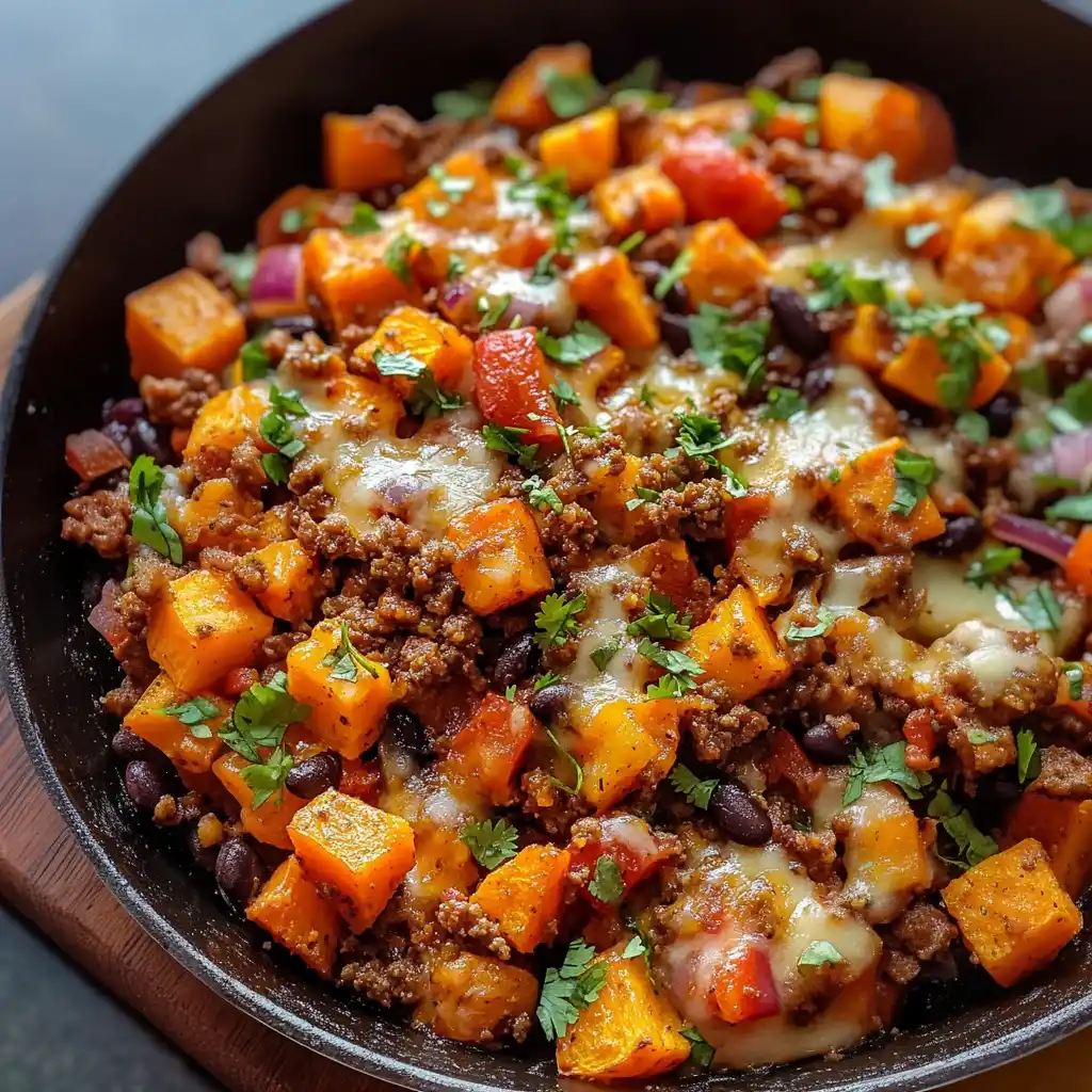 Tex-Mex Candy Potato Hash with Floor Beef